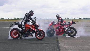 Video drag race: KTM 1290 Superduke R vs MotoGP e 911 Turbo