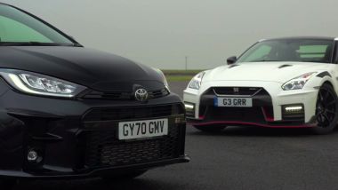 Toyota GR Yaris vs Nissan GT-R: il video in pista